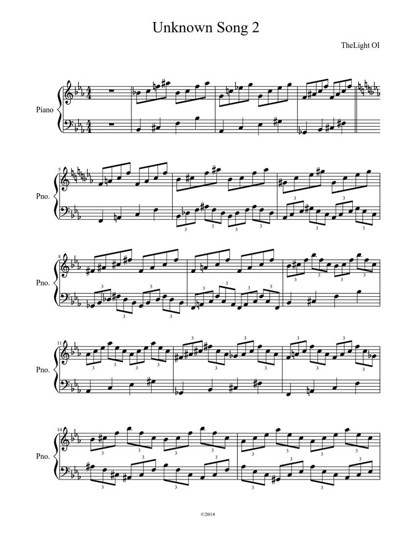 Unknown Song 2 Sheet music for Piano (Solo) | Musescore.com