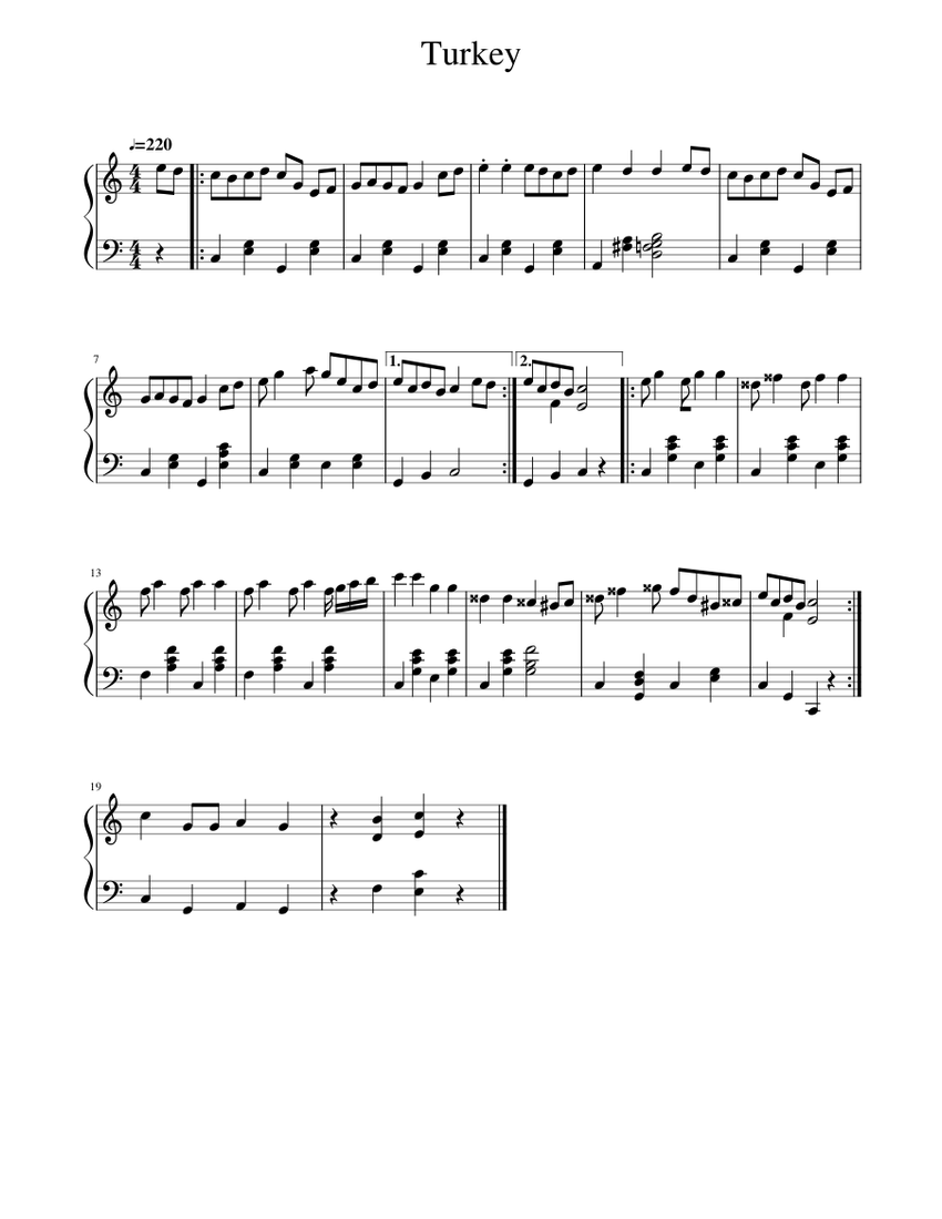 Turkey in the Straw Sheet music for Piano (Solo) Easy | Musescore.com
