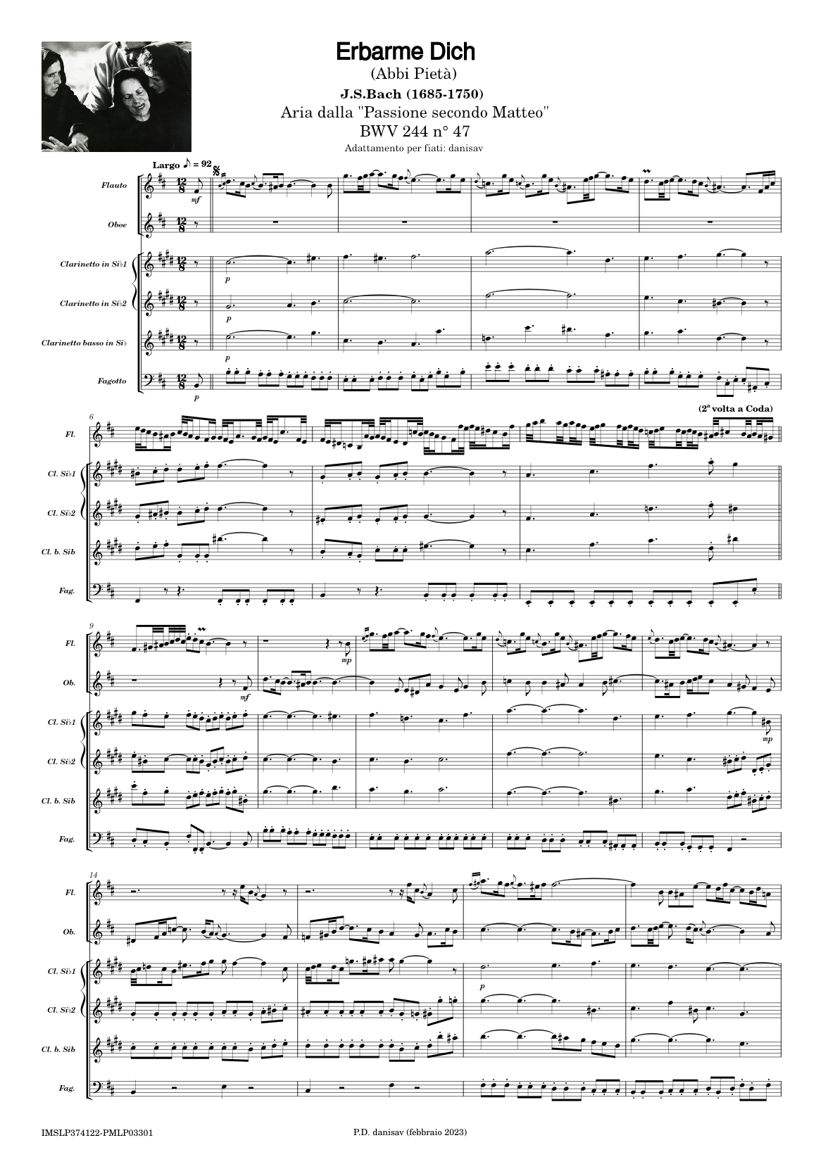 J.S.Bach BWV 244 Mathaus Passion- 47 Erbarme Dich- Flauto Oboe ...