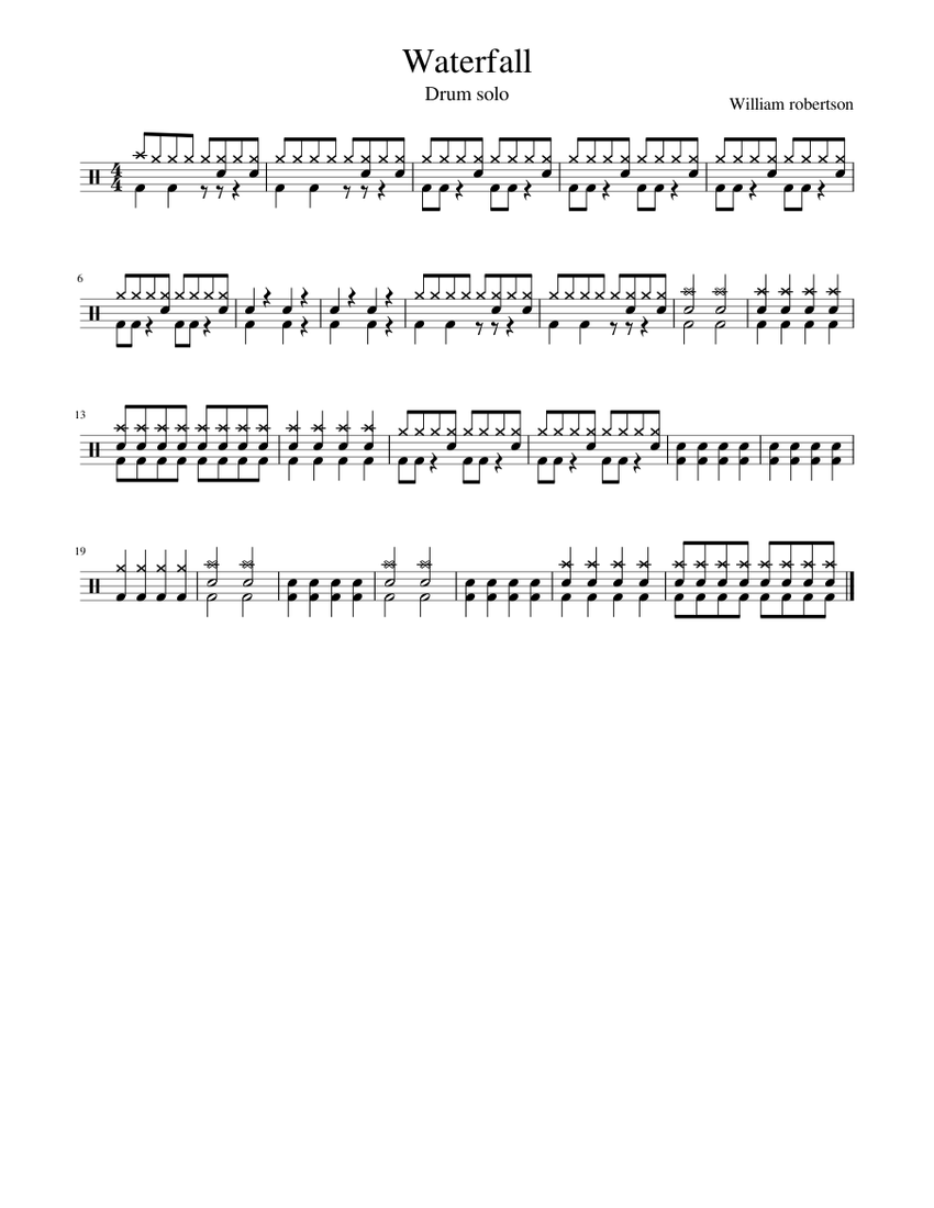 Waterfall Sheet music for Drum Group (Solo) | Download and print in PDF ...