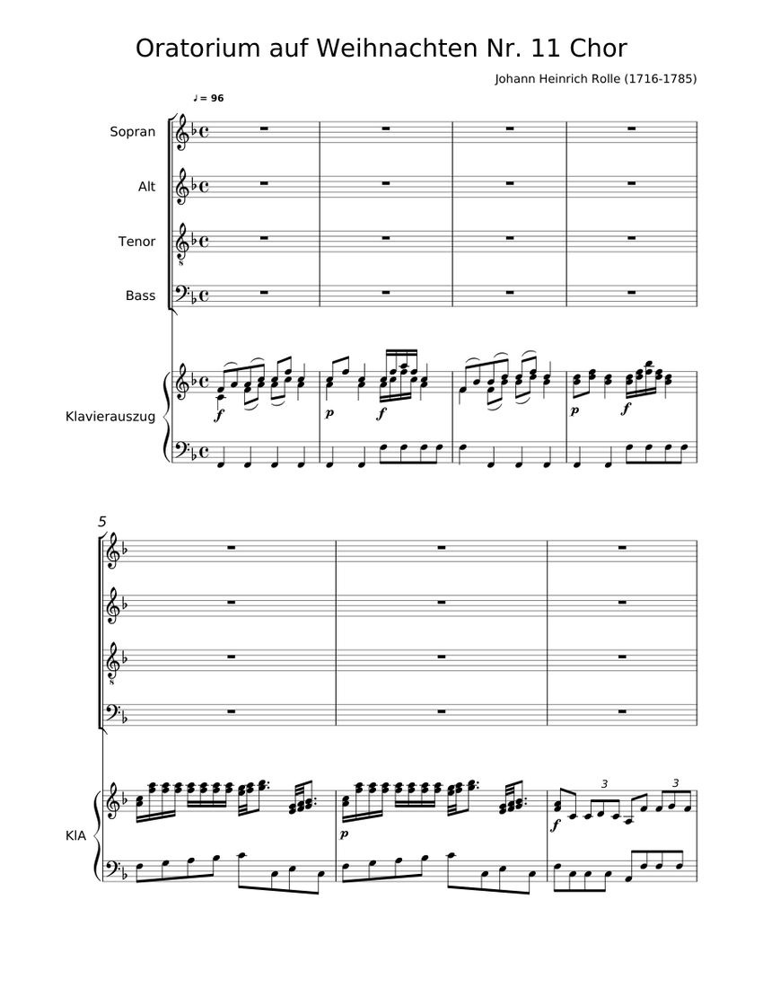 Oratorium auf Weihnachten Nr. 11 Chor Sheet music for Bass guitar (Solo ...