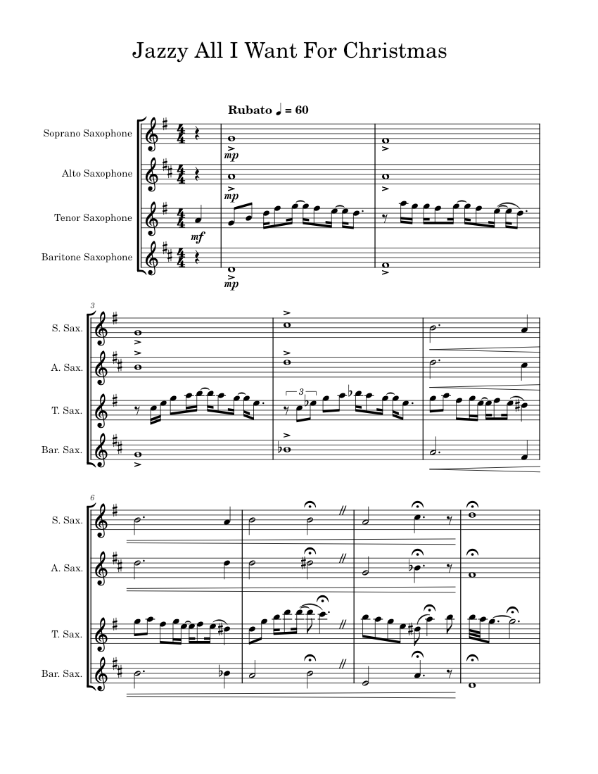 Jazzy_All_I_Want_For_Christmas Sheet music for Saxophone alto ...
