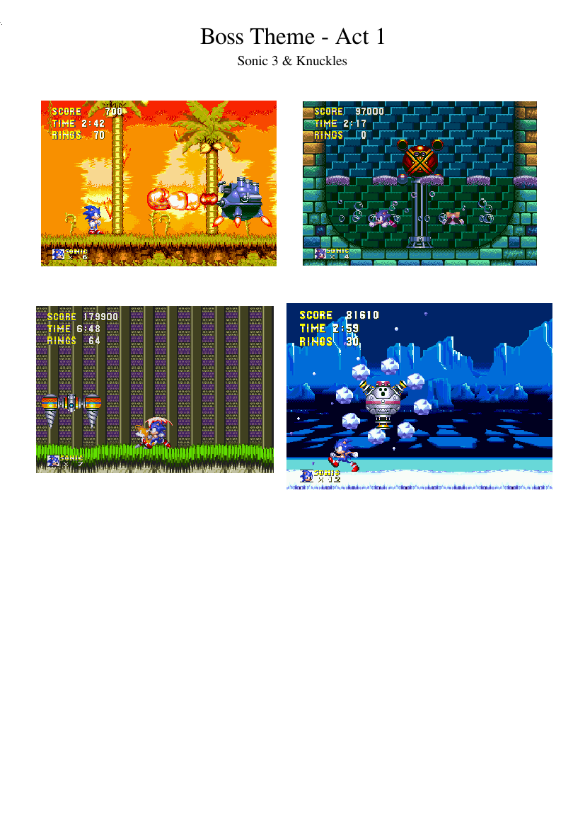 Boss Theme Act 1 (Minor) - Sonic 3 & Knuckles Sheet music for Bass ...
