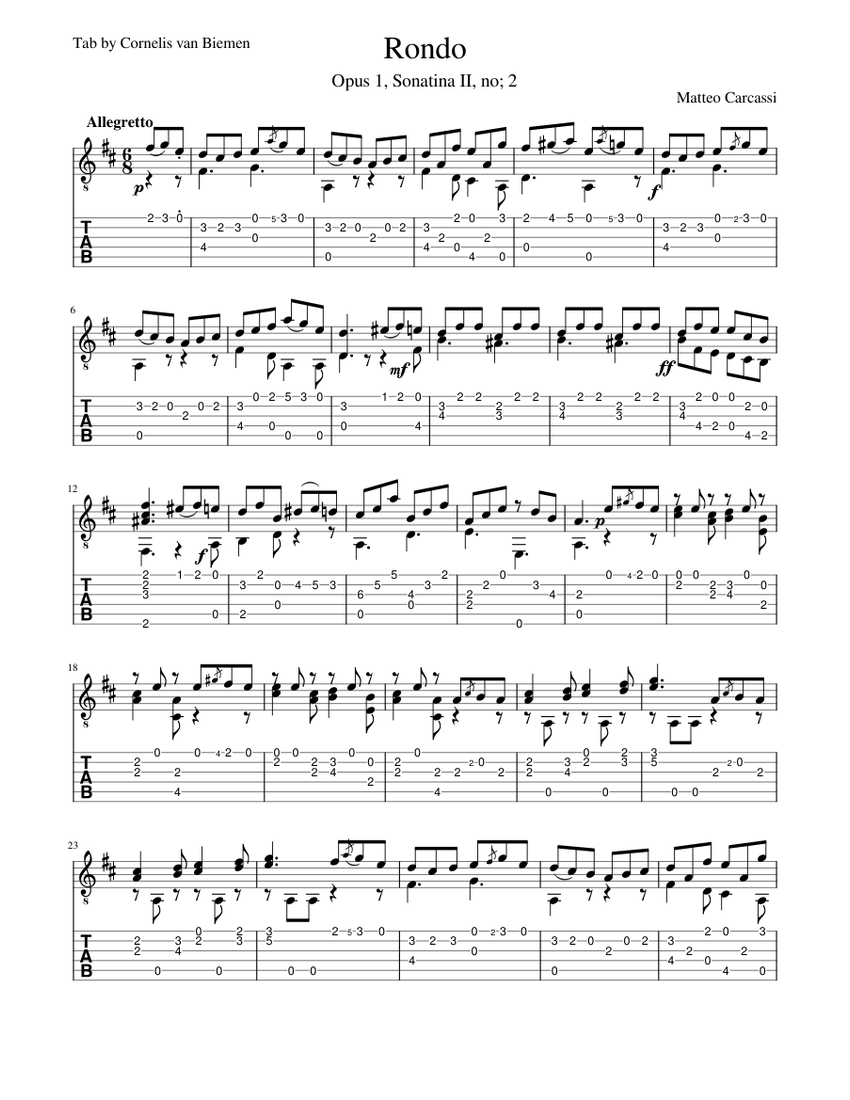 Rondo Sheet music for Guitar (Solo) | Musescore.com