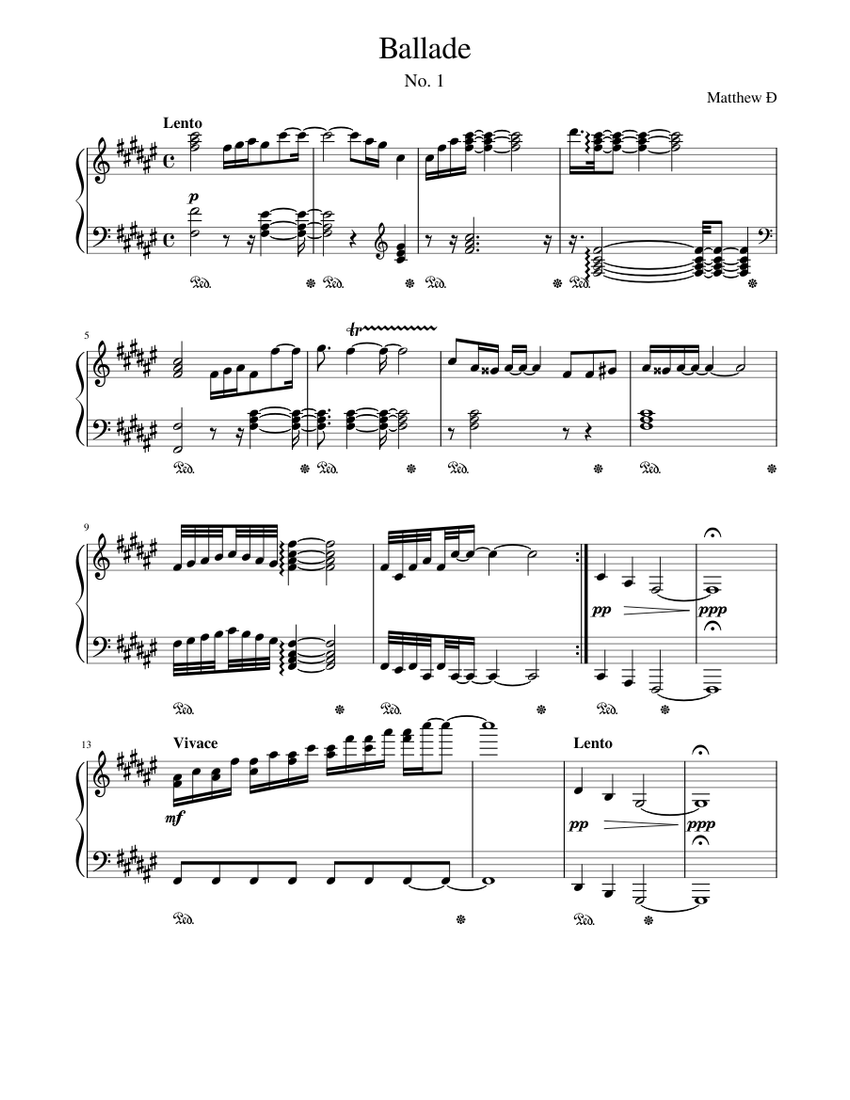 Ballade no. 1 Sheet music for Piano (Solo) | Musescore.com