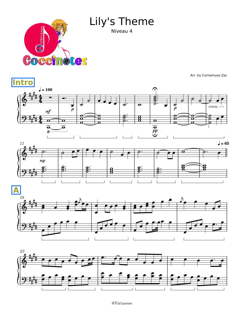 Lily's Theme - Niveau 4 Sheet music for Piano (Solo) | Musescore.com