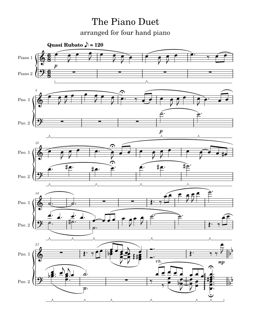 The Piano Duet Sheet music for Piano (Piano Four Hand) | Musescore.com