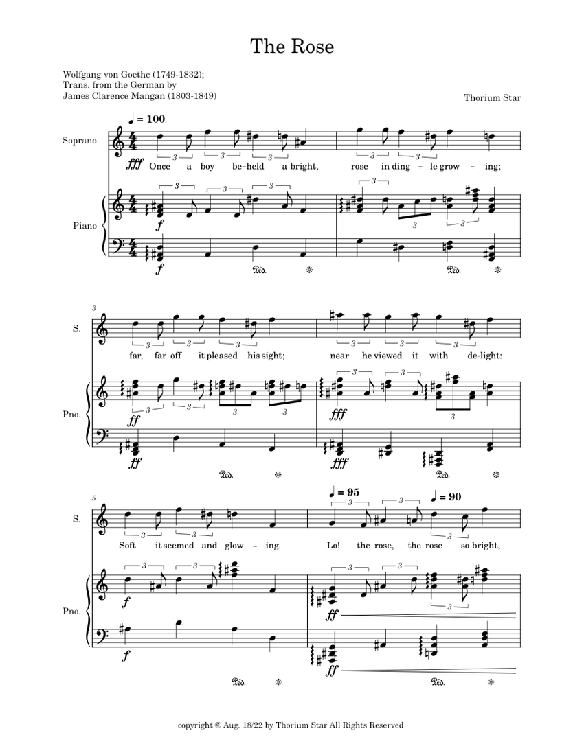 The Rose Sheet music for Piano, Soprano (Piano-Voice) | Musescore.com