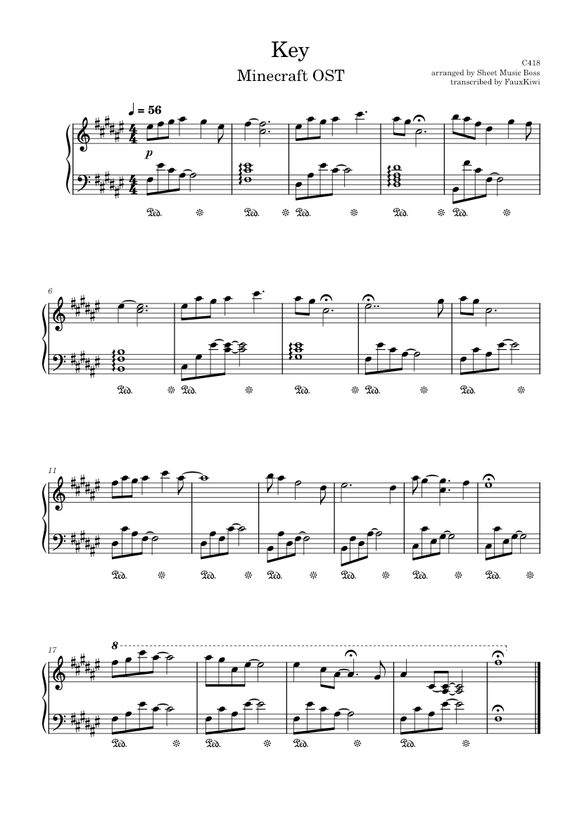 Key – C418 Sheet Music for Piano (Solo) easy | MuseScore.com