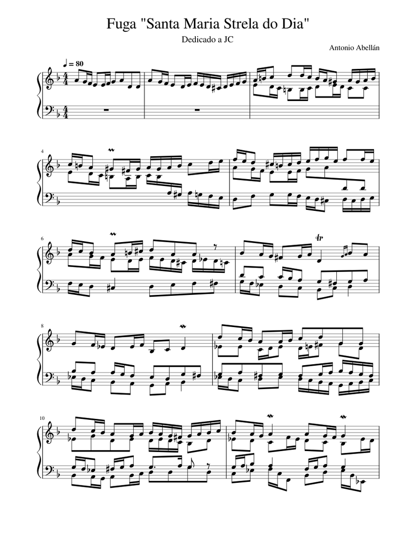 Fuga "Santa Maria_Estrela do Dia" Sheet music for Piano (Solo ...