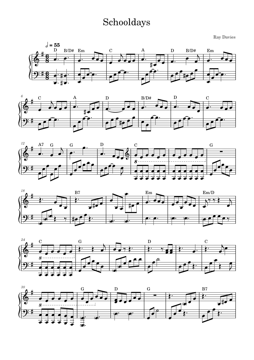Schooldays Sheet music for Piano (Solo) | Musescore.com