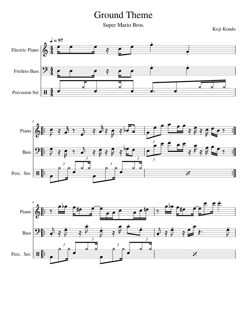 Ground Theme - Super Mario Bros. Sheet music for Piano, Bass guitar ...