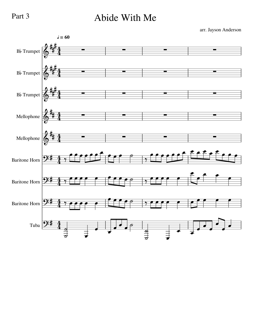 abide with me Sheet music for Tuba, Mellophone, Trumpet in b-flat ...