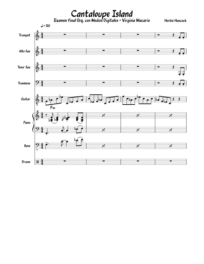 Cantaloupe Island (Herbie Hancock) Sheet music for Piano, Trombone, Saxophone alto, Saxophone ...