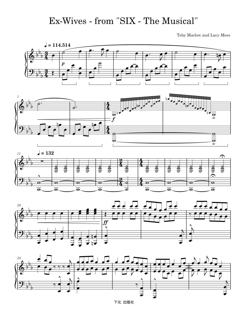 Six the musical - six – Misc Soundtrack Ex-Wives from SIX - Piano ...