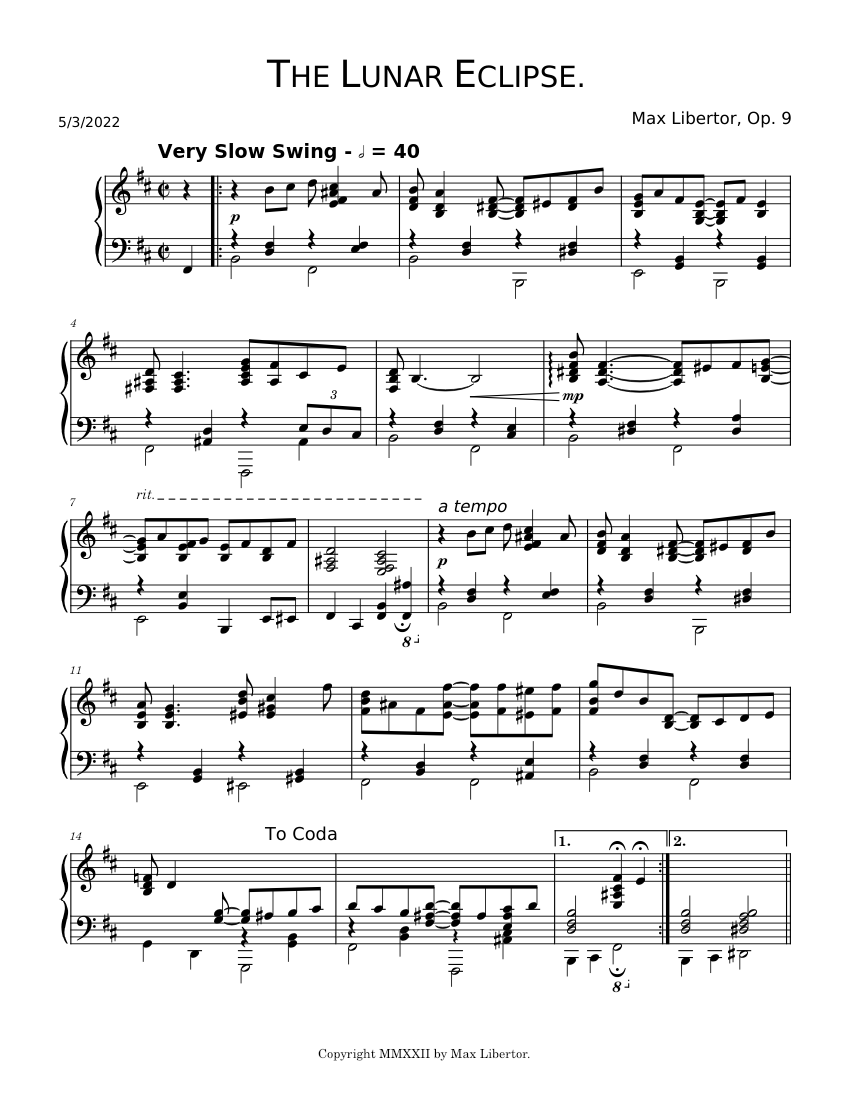 The Lunar Eclipse Sheet music for Piano (Solo) | Musescore.com