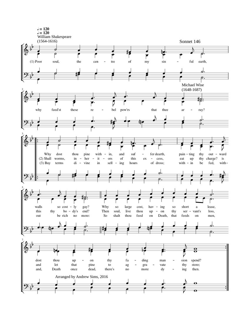 Sonnet 146 - Michael Wise - piano tutorial