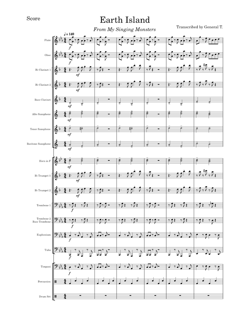 Earth Island Transcription (My Singing Monsters) Sheet music for ...