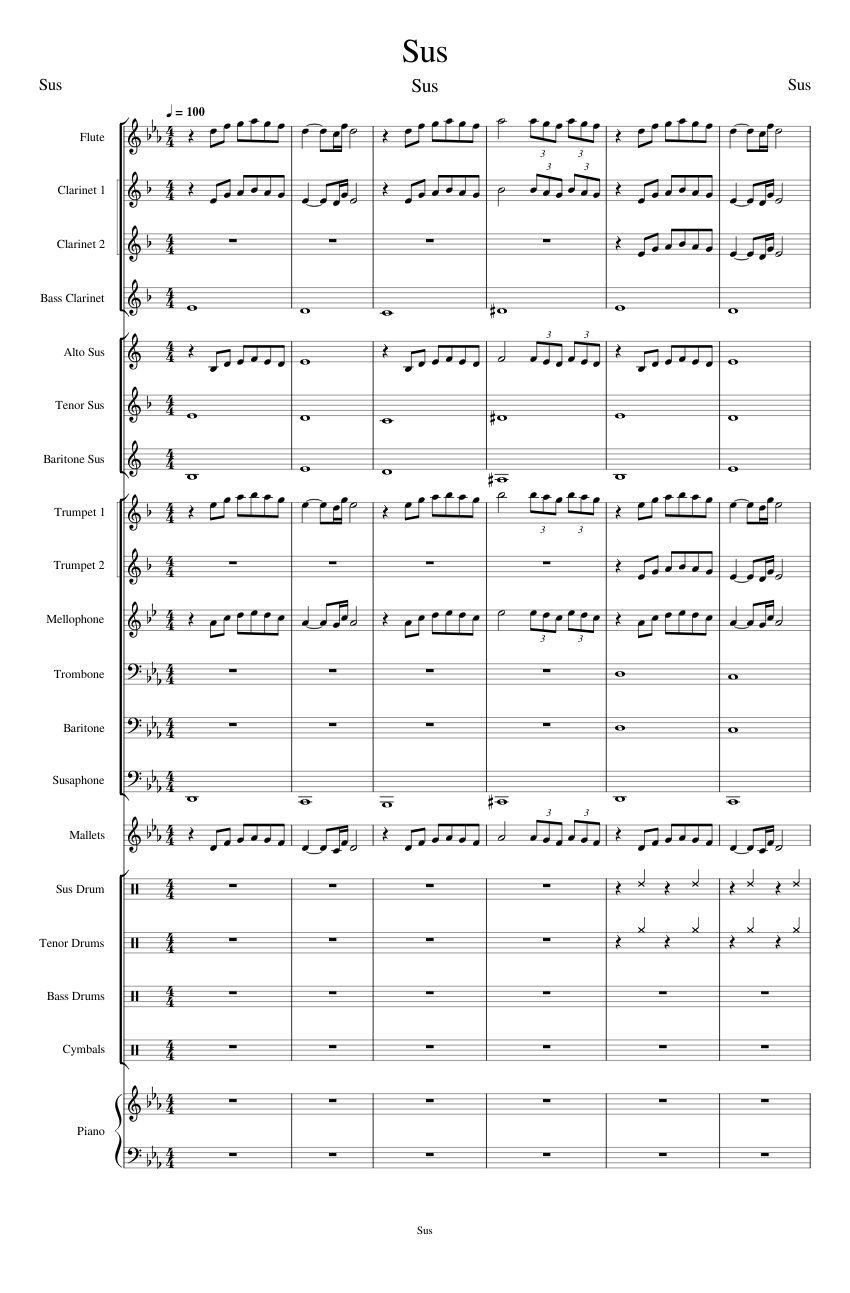 Sus Sheet music for Piano, Trombone, Mellophone, Flute & more ...