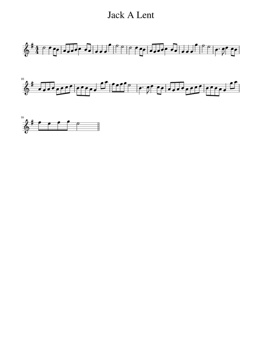 Jack A Lent Sheet music for Piano (Solo) | Musescore.com