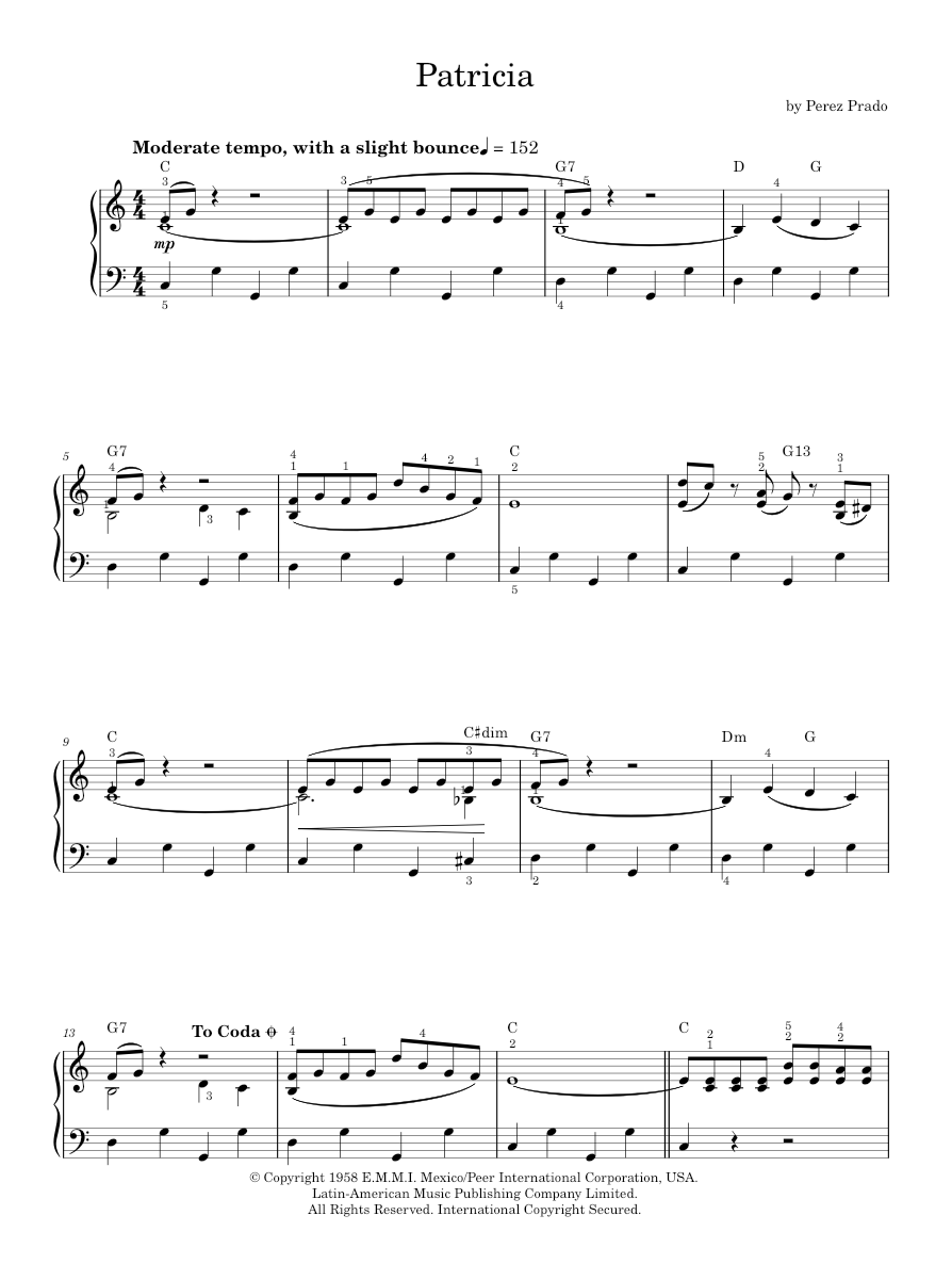 Patricia Sheet music for Piano by Astor Piazzolla Official | MuseScore.com