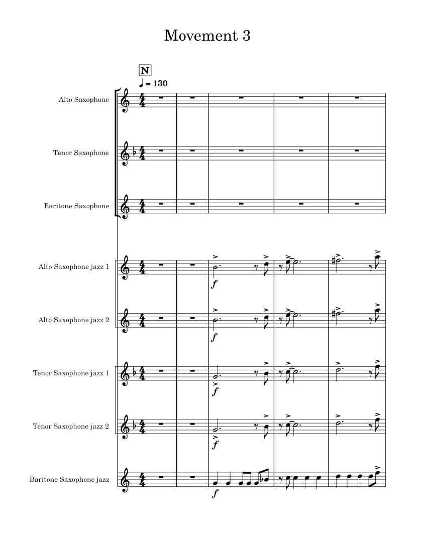 Movement 3 Sheet music for Saxophone alto, Saxophone tenor, Saxophone ...