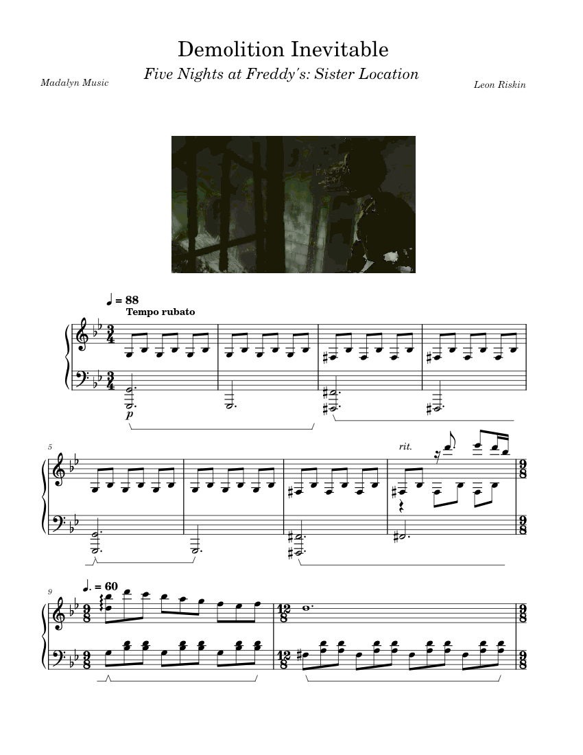 Demolition Inevitable- FNAF: Sister Location Sheet music for Piano ...
