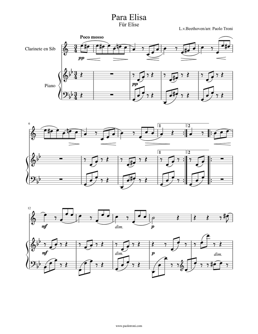 Beethoven - Para Elisa (Für Elise) Sheet music for Piano (Solo ...