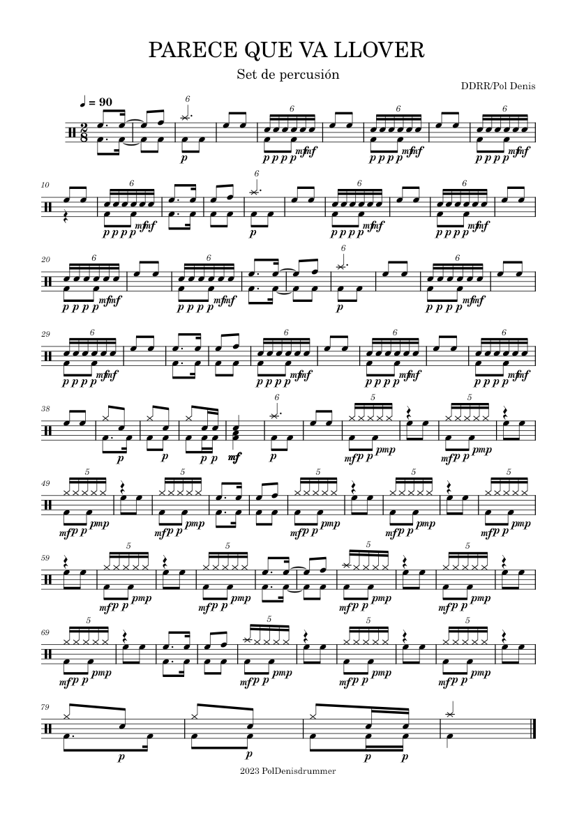 PARECE QUE VA LLOVER Sheet music for Drum group (Solo) | Musescore.com