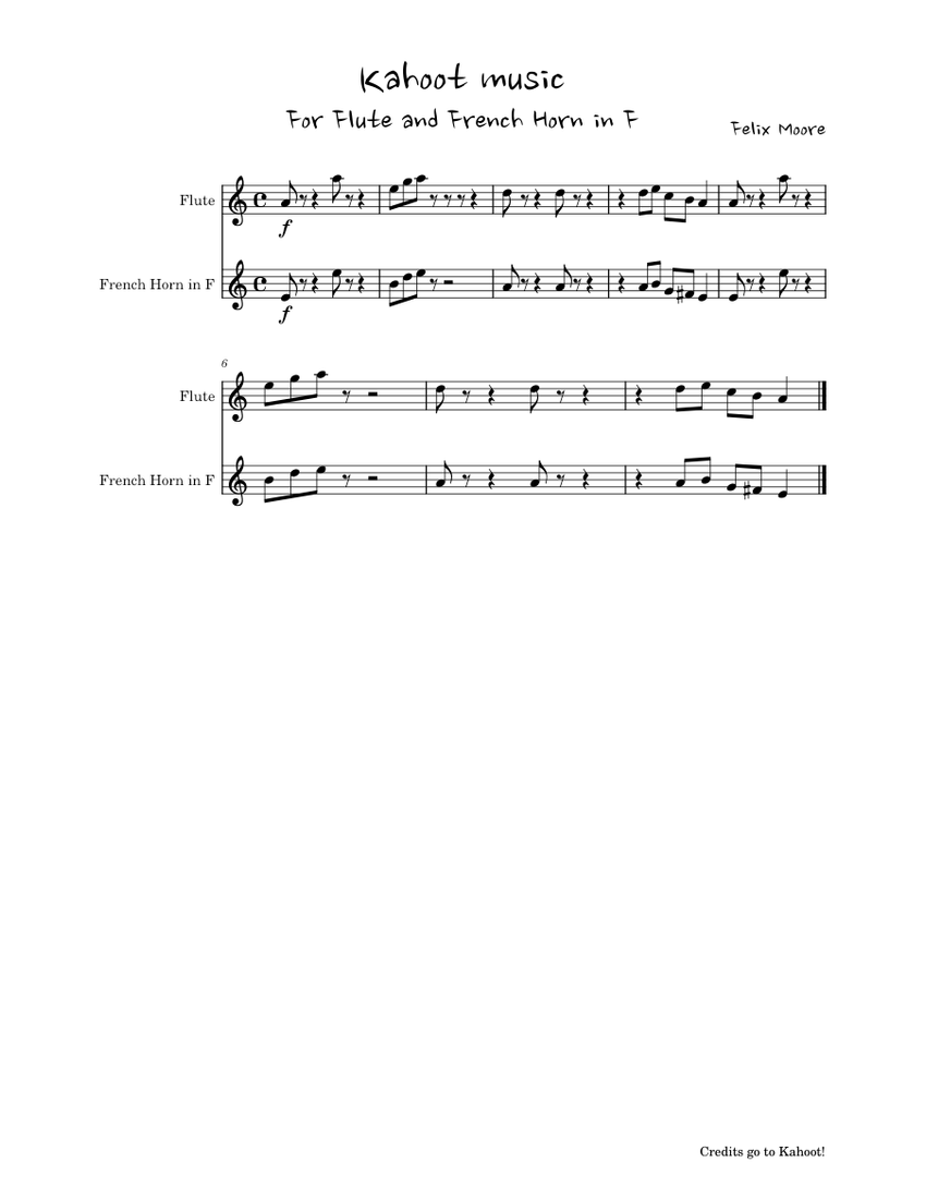 Kahoot Lobby Music (Original Soundtrack) Sheet music for Flute, French ...