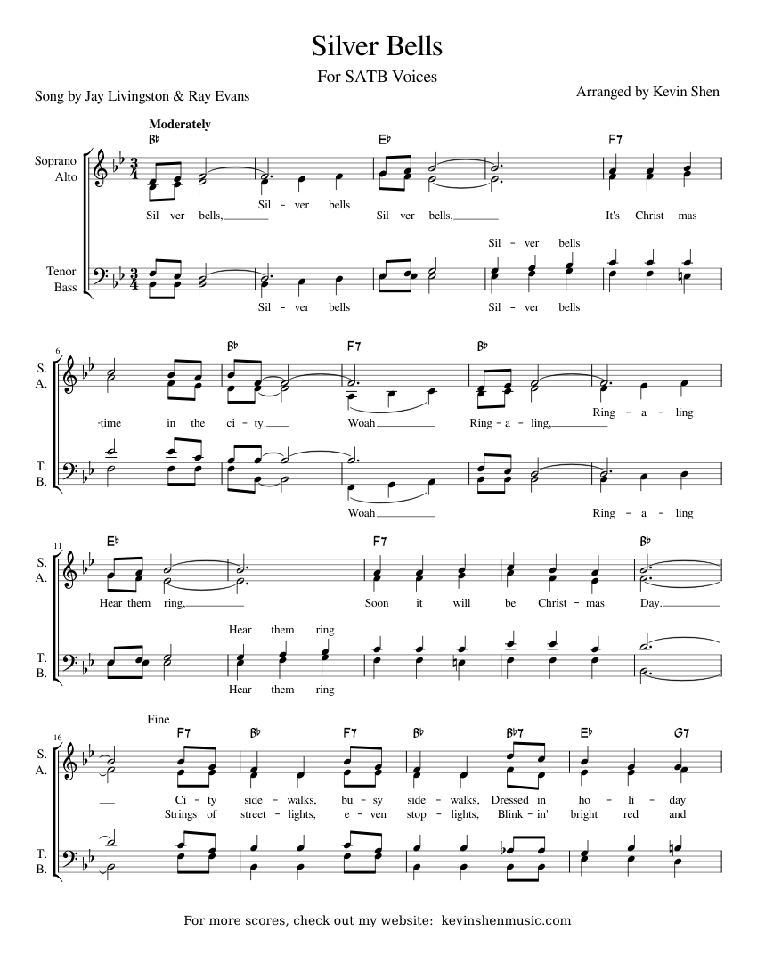 Silver Bells SATB Sheet music for Piano (Choral) | Musescore.com