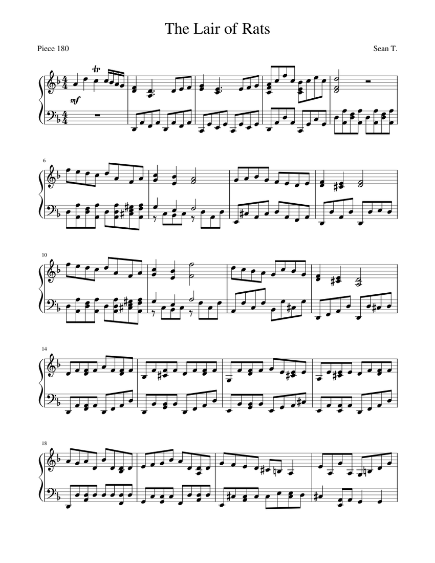 The Lair of Rats Sheet music for Piano (Solo) | Musescore.com