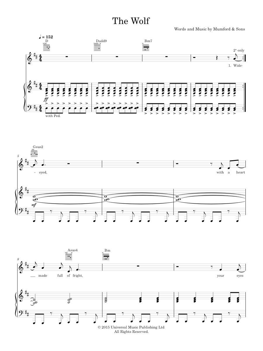 The Wolf Sheet music for Piano, Vocals by Mumford and Sons Official ...