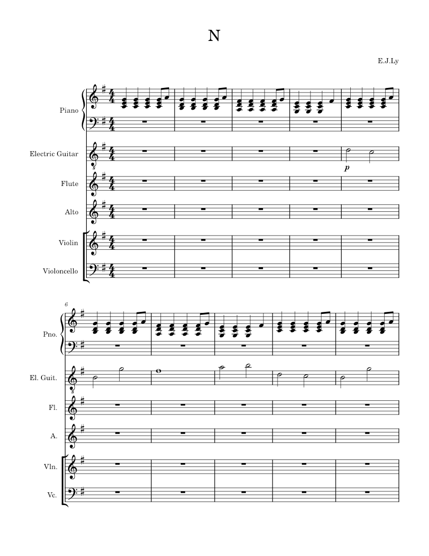 N Sheet music for Piano, Flute, Violin, Cello & more instruments ...