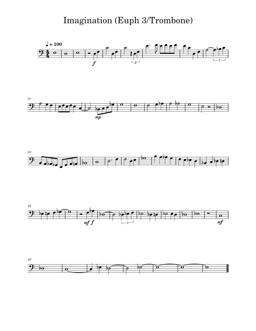 Imagination (Euphonium 3/Trombone) Sheet music for Euphonium (Solo ...