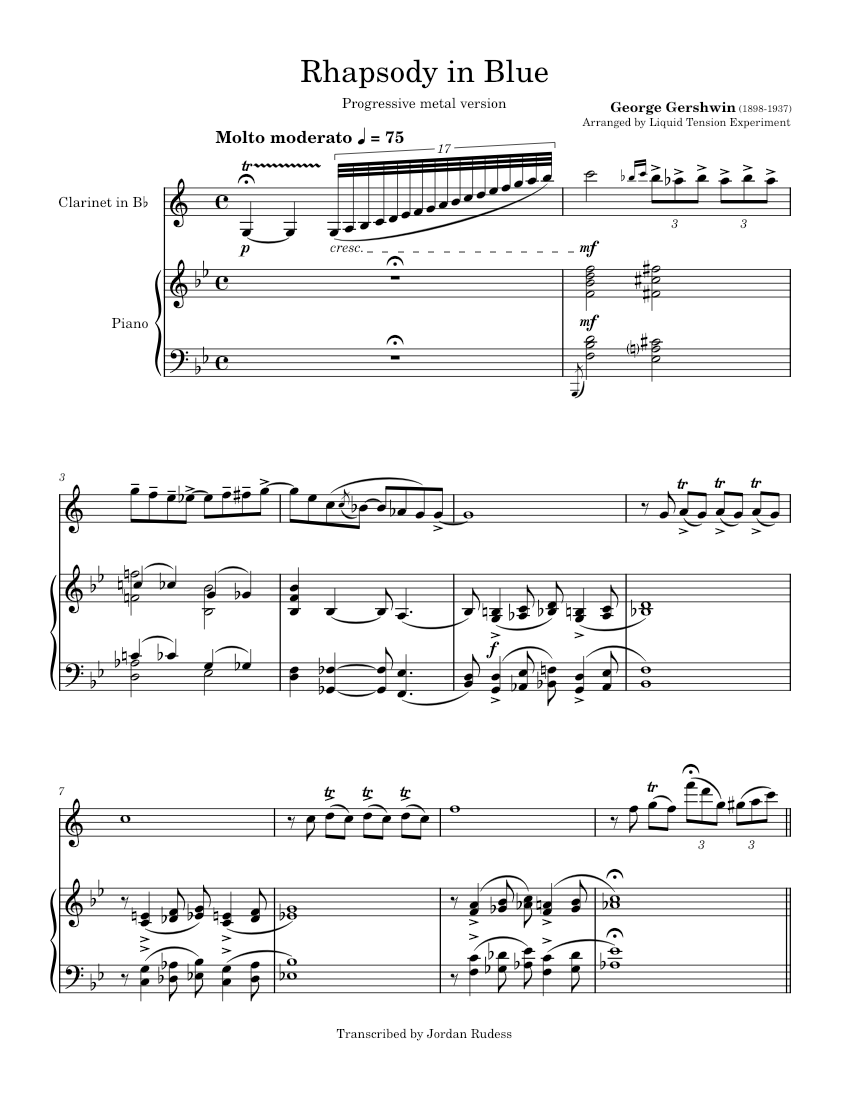 Rhapsody in Blue – George Gershwin (Arranged by Liquid Tension ...