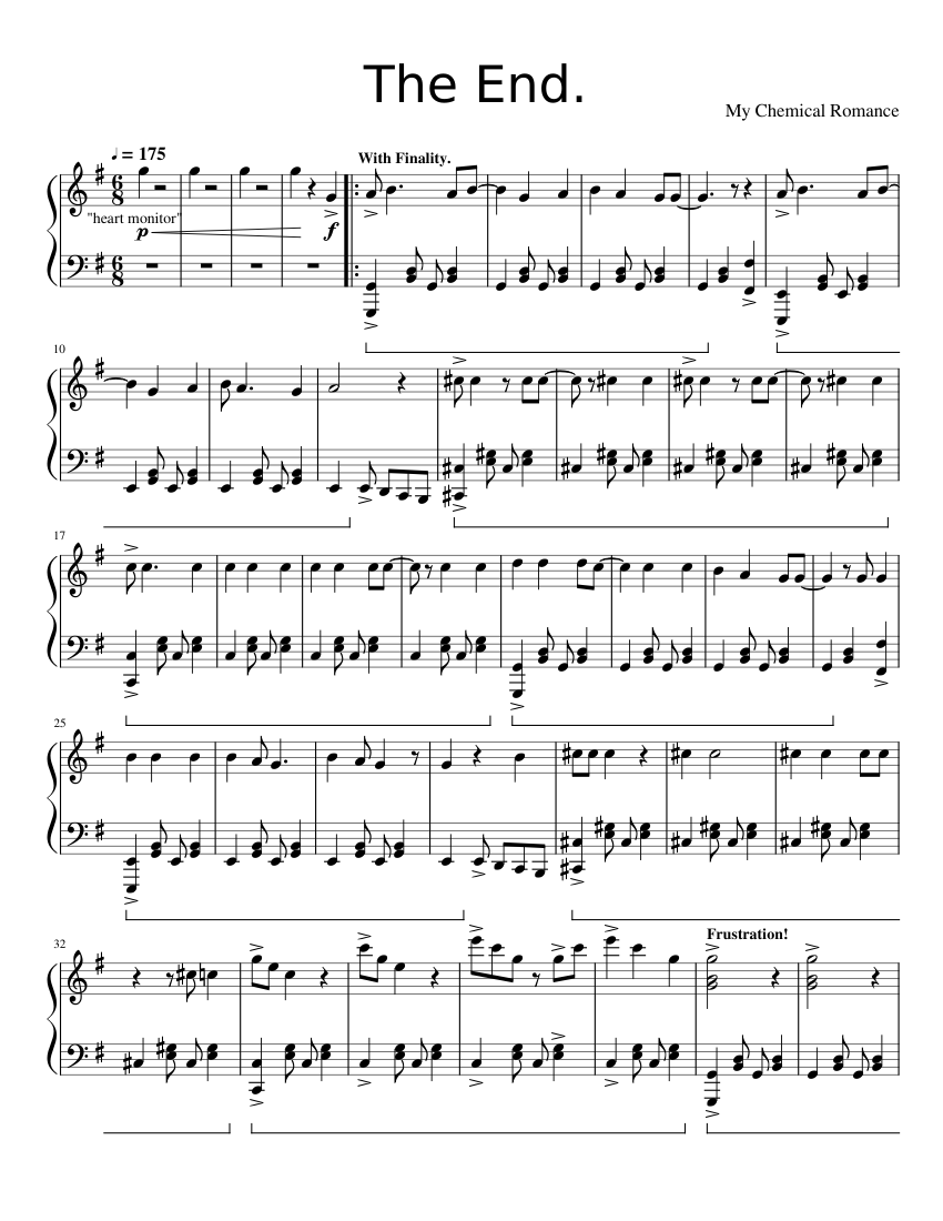 The End. - My Chemical Romance [Piano Score] Sheet music for Piano ...