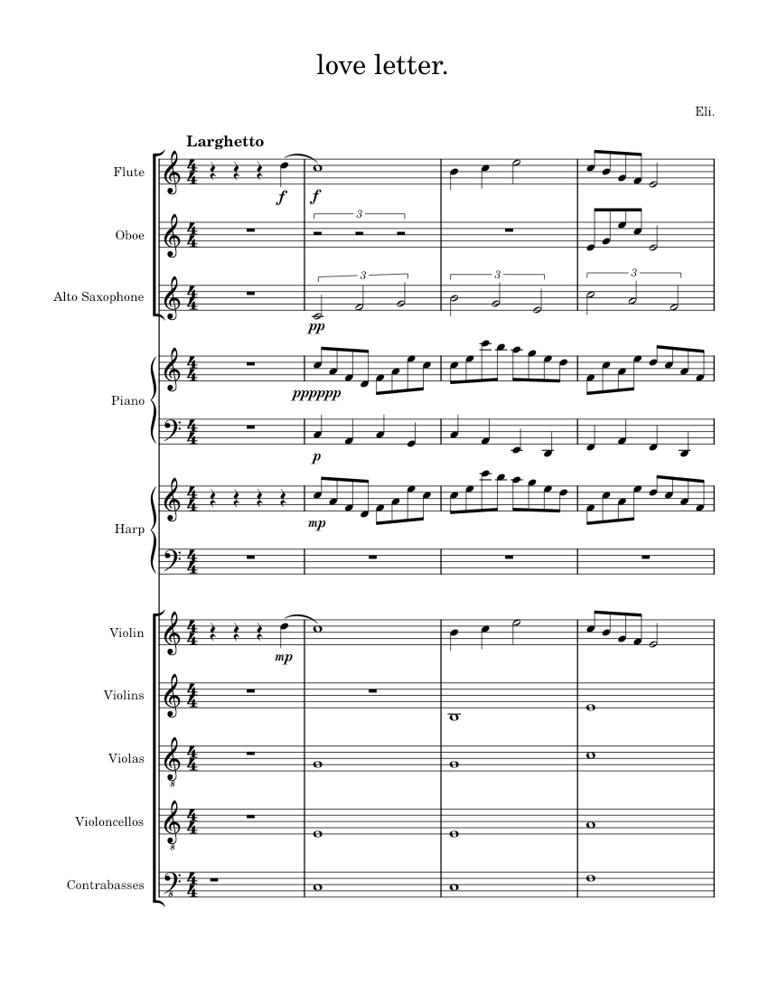 love letter Sheet music for Piano, Flute, Oboe, Saxophone alto & more instruments (Mixed ...