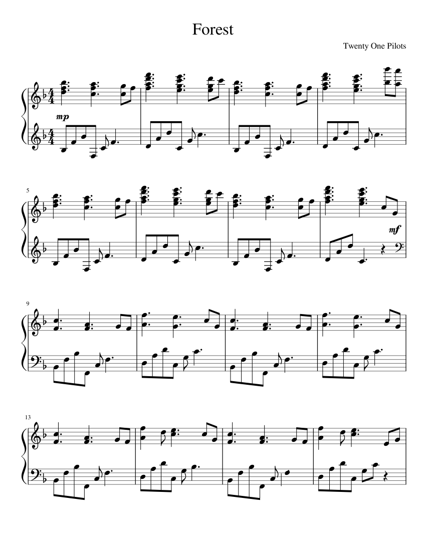 Forest Sheet Music for Piano (Solo) | MuseScore.com