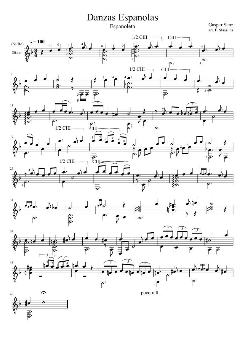 Espanoleta Sheet Music for Guitar (Solo) | MuseScore.com