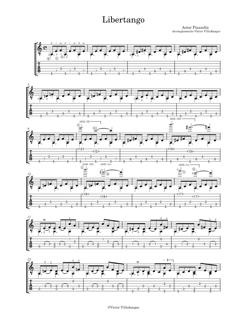 Libertango – Astor Piazzolla Sheet music for Guitar (Solo) | Musescore.com