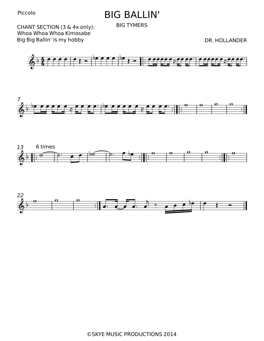Big Ballin' - Big Tymers Sheet music for Flute piccolo (Solo ...