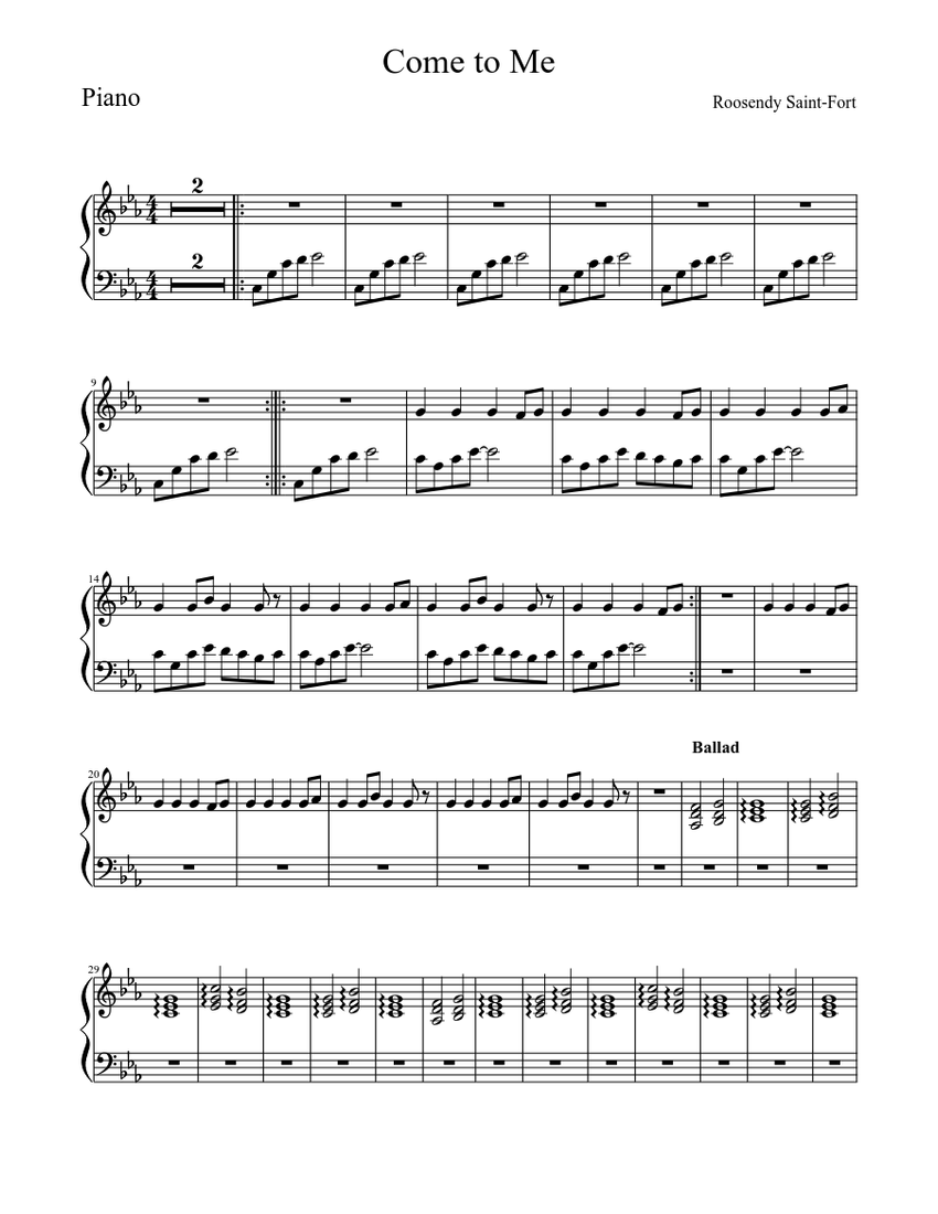 Come to me - Piano Accompaniement Sheet music for Piano (Solo ...