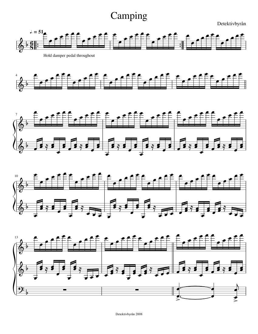 Detektivbyrån - Camping Sheet music for Piano (Piano Duo) | Musescore.com
