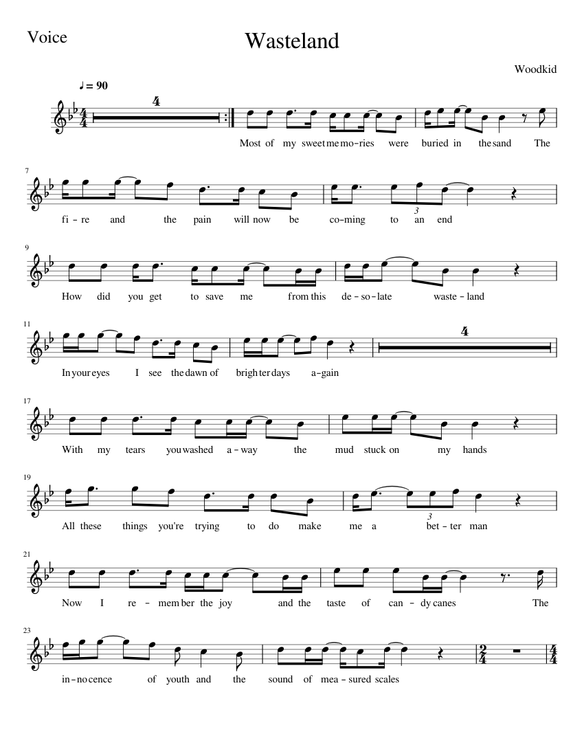 Wasteland - Lyrics Sheet music for Piano (Solo) Easy | Musescore.com