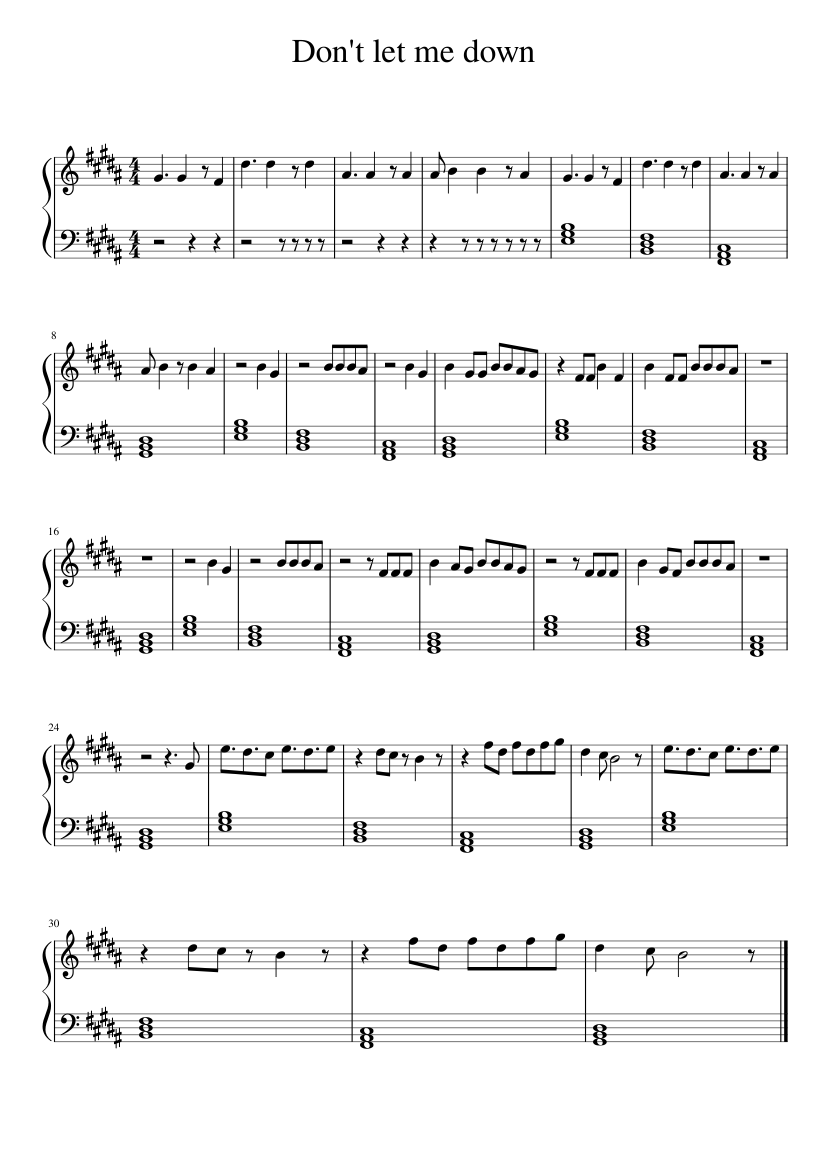 Don't_let_me_down Sheet music for Piano (Solo) Easy | Musescore.com