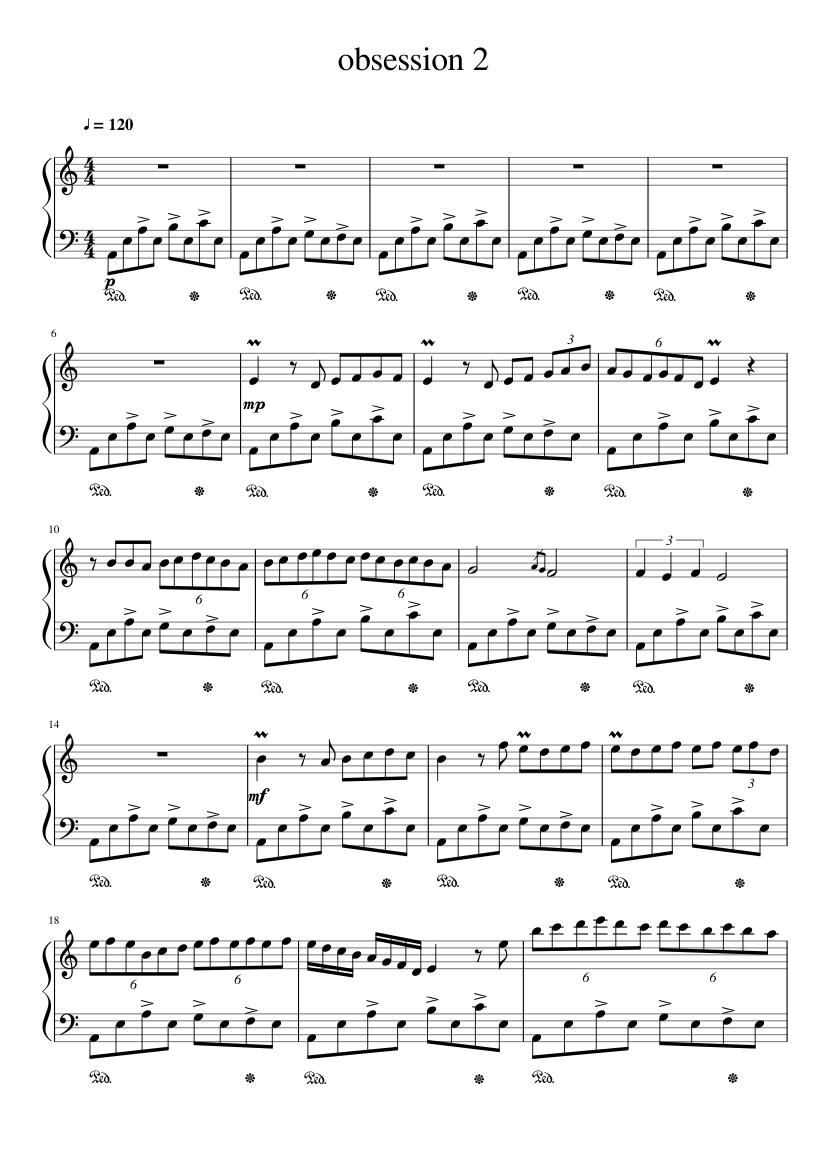 obsession Sheet Music for Piano (Solo) | MuseScore.com