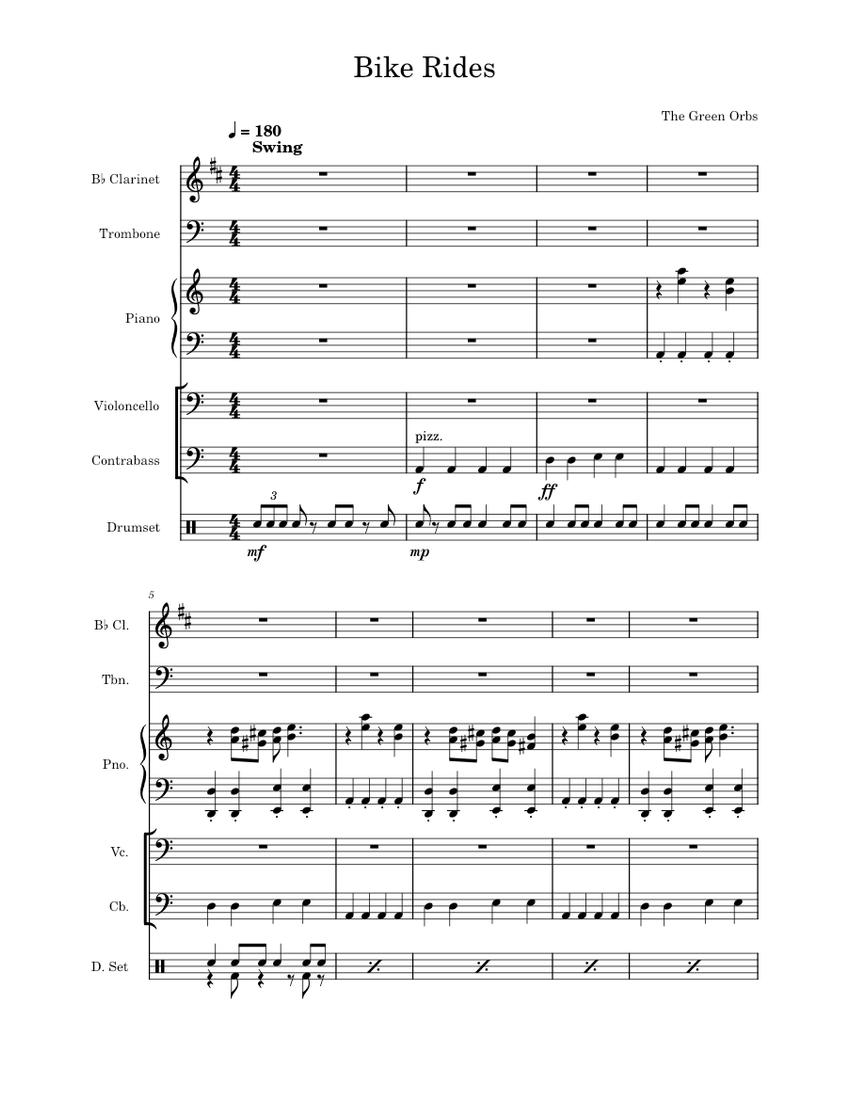 Bike Rides – The Green Orbs Bike Rides Sheet music for Piano, Trombone ...