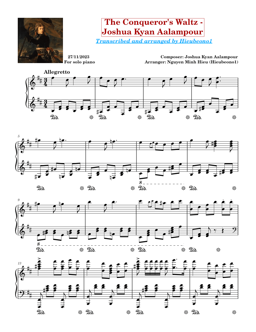 The Conqueror's Waltz – Joshua Kyan Aalampour Sheet music for Piano (Solo) | Musescore.com