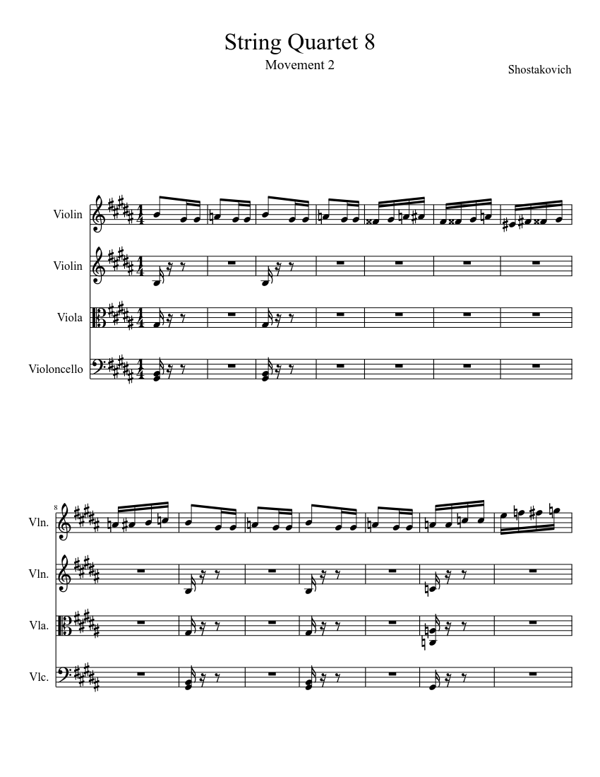 String Quartet #8 Movement 2 Sheet music for Violin, Viola (Mixed Trio) | Musescore.com